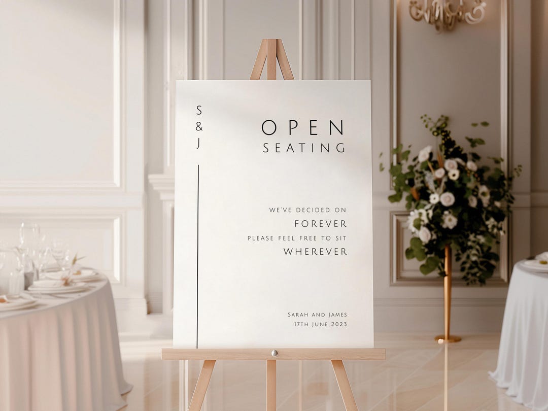 Open Seating Sign Template, Modern Diy Wedding Sign, We've Decided on ...