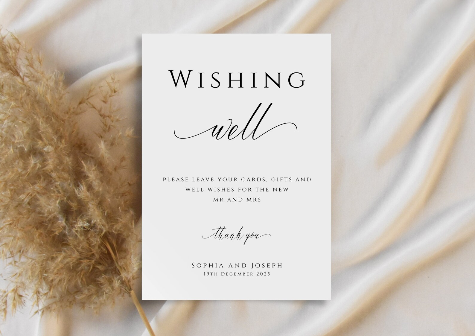 Modern Wishing Well Sign Template Printable, Wedding Script Cards and ...