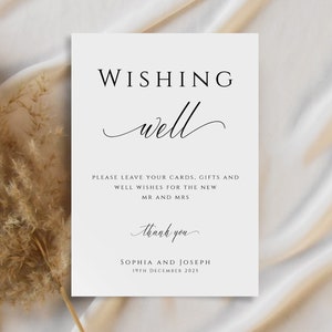 Modern Wishing Well Sign Template Printable, Wedding Script Cards and ...