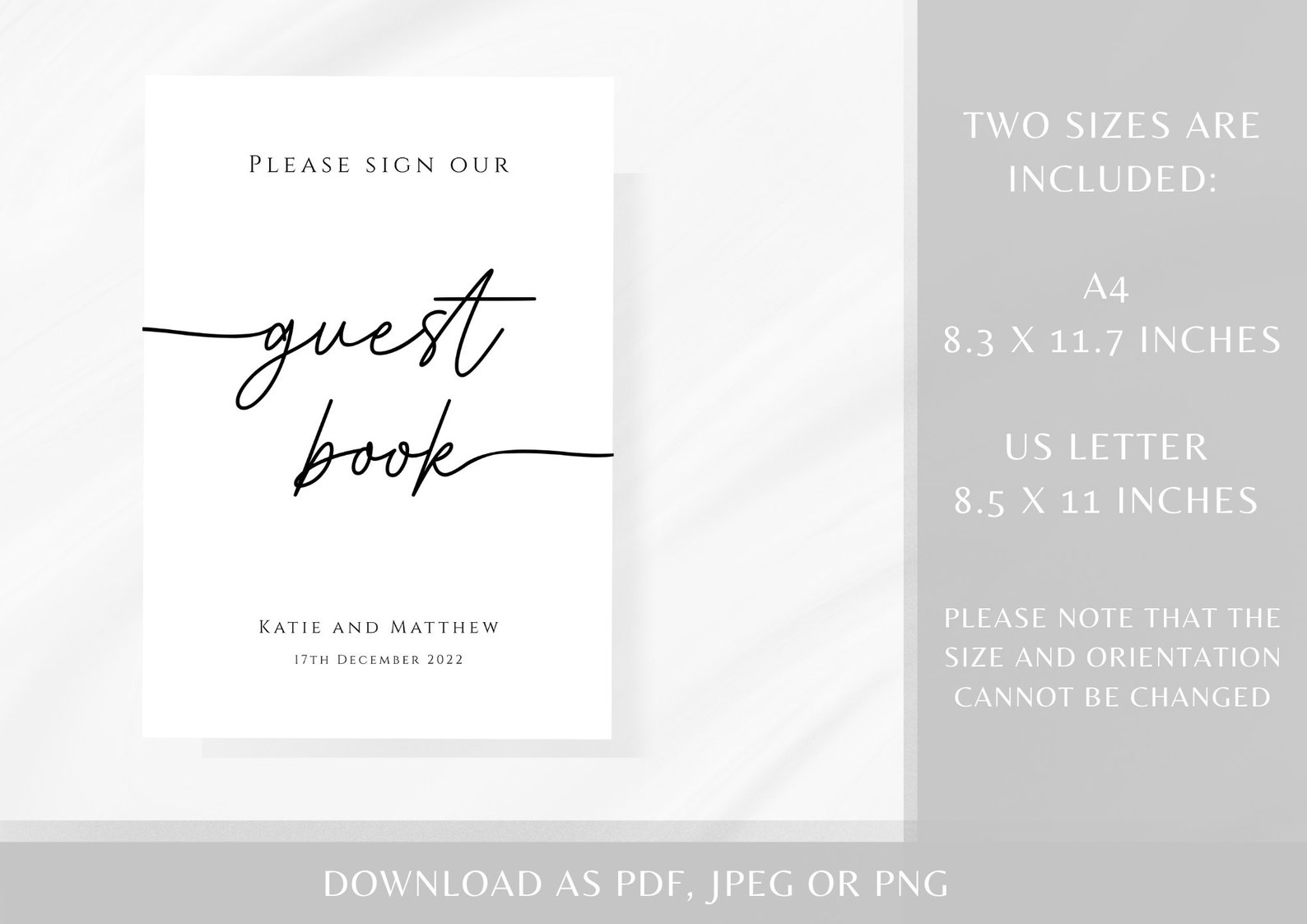 Guest Book Sign Template, Wedding Sign Printable, Simple Handwriting ...