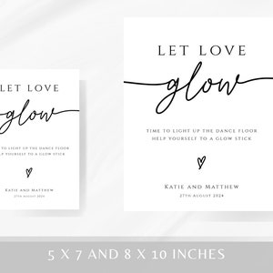 Wedding Glow Stick Sign Template, Let Love Glow Printable Sign, Light ...