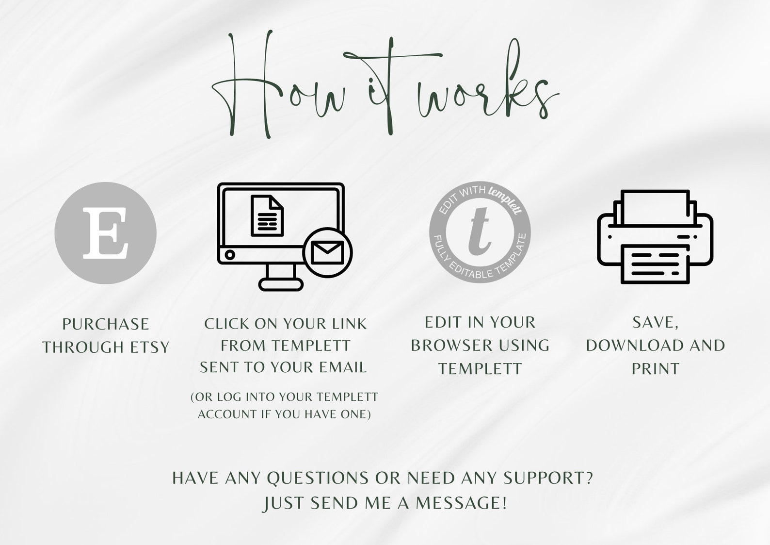 Modern Thank You Note Template, Wedding Place Setting Thank You Card ...