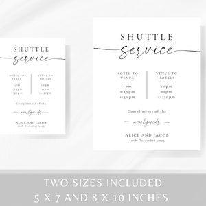Wedding Shuttle Bus Printable Template, Modern Script Wedding ...