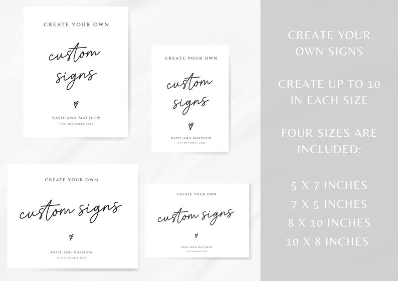 Simple Wedding Signs Bundle, Diy Wedding Printable Templates, Modern ...