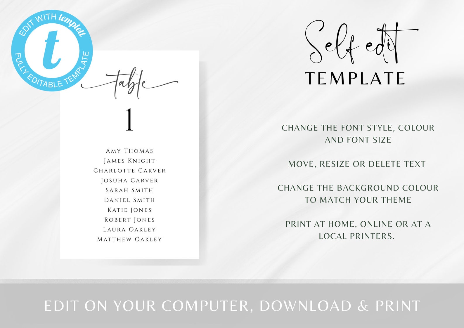 Modern Wedding Table Plan Template, Wedding Seating Chart Cards ...