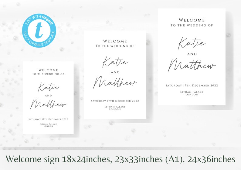 Simple Wedding Welcome Sign Template Minimalist Black and - Etsy