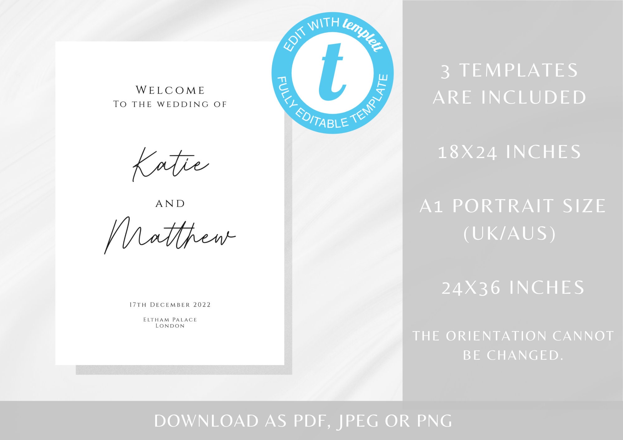 Simple Wedding Welcome Sign Template Minimalist Black and - Etsy