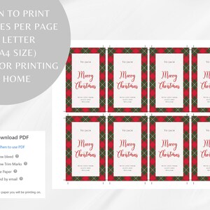 Christmas Tartan Gift Tag Template, Printable Red and Green Party Tags ...