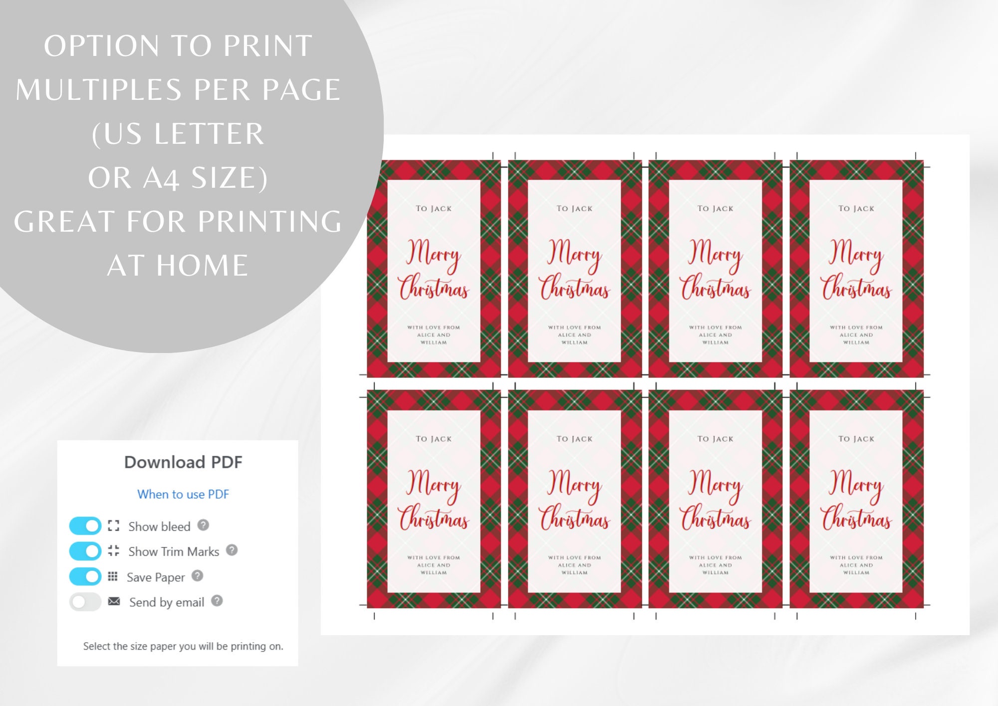 Christmas Tartan Gift Tag Template, Printable Red and Green Party Tags ...