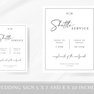 Wedding Shuttle Sign Template, Monogram Transportation Printable Sign ...