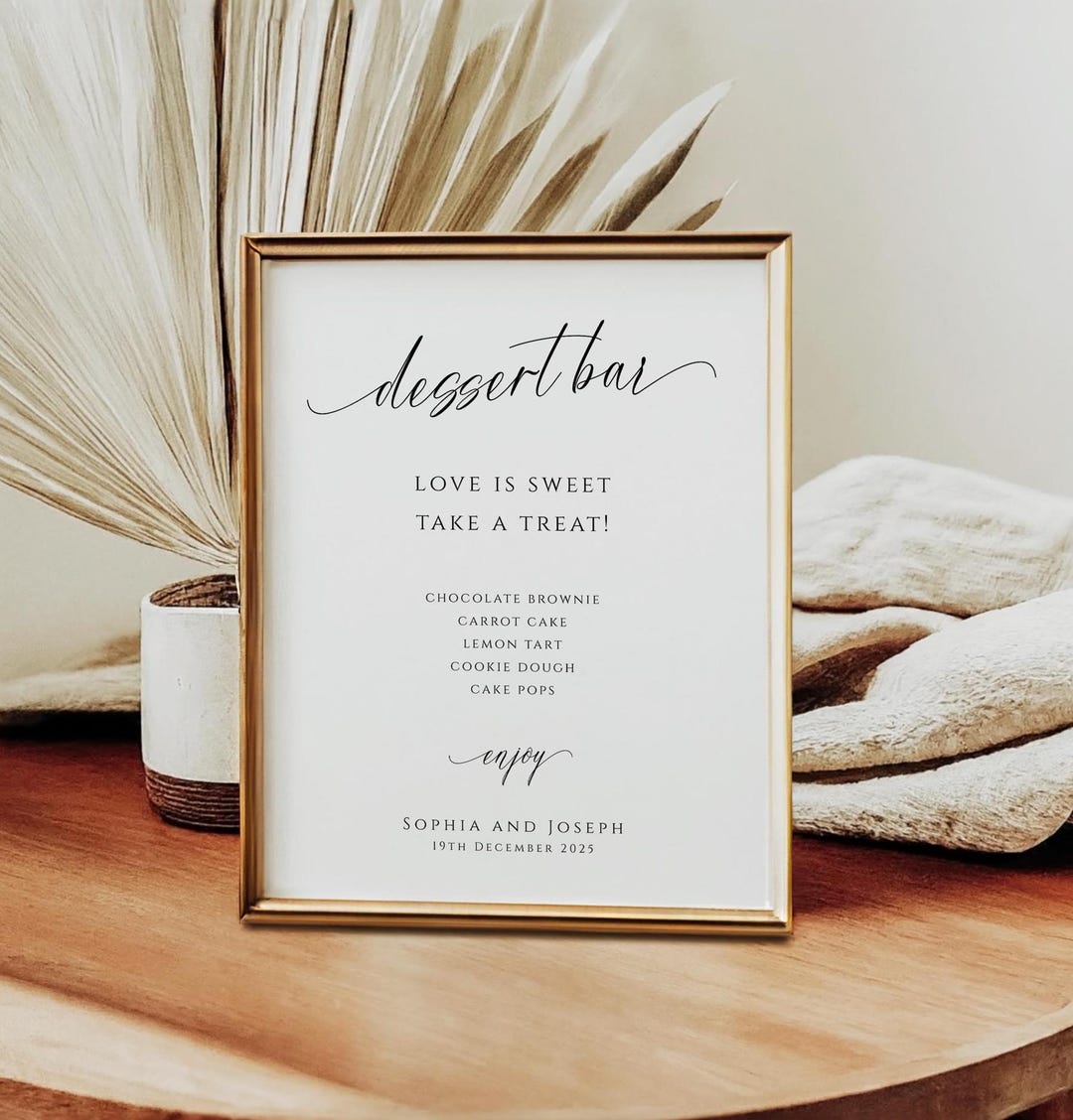 Modern Dessert Bar Sign Template Printable, Wedding Script Love is ...