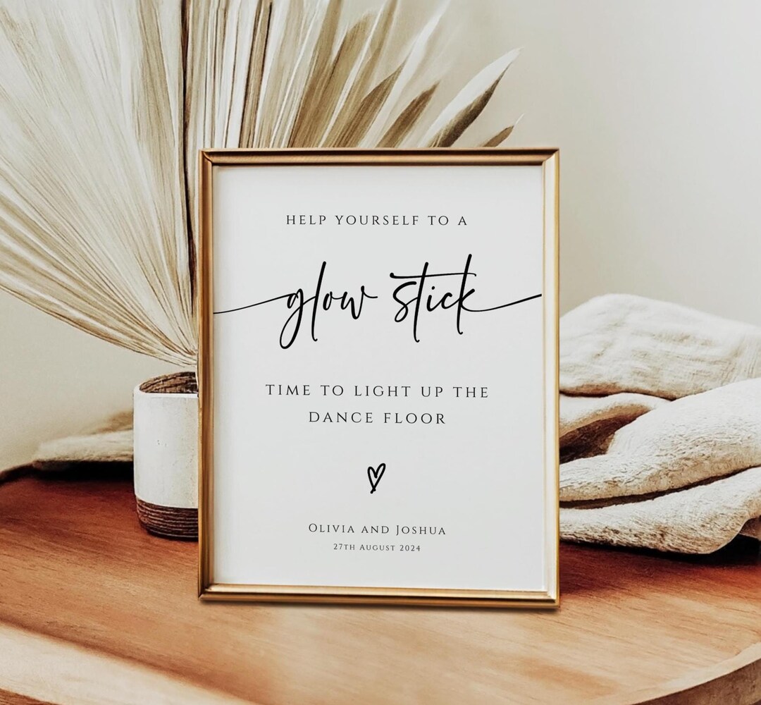 Wedding Glow Stick Sign Template, Modern Help Yourself to Glow Sticks ...
