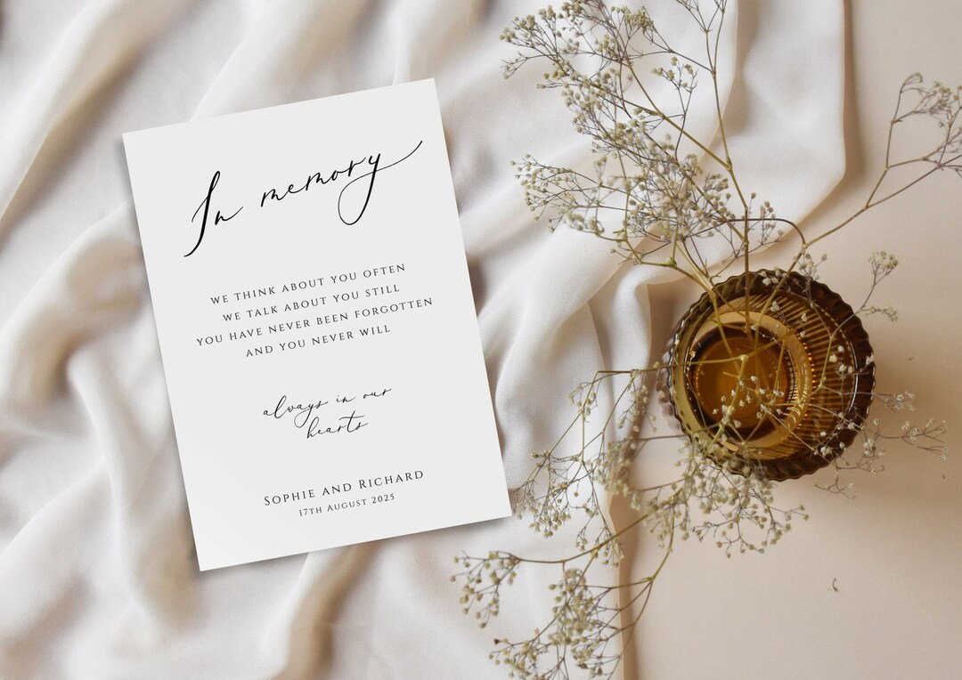 Wedding in Memory Sign Template, Elegant Memorial Poem Printable ...