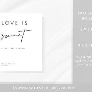 Love is Sweet Sign Template, Sweet Cart Sign, 5x7 & 8x10 Printable ...