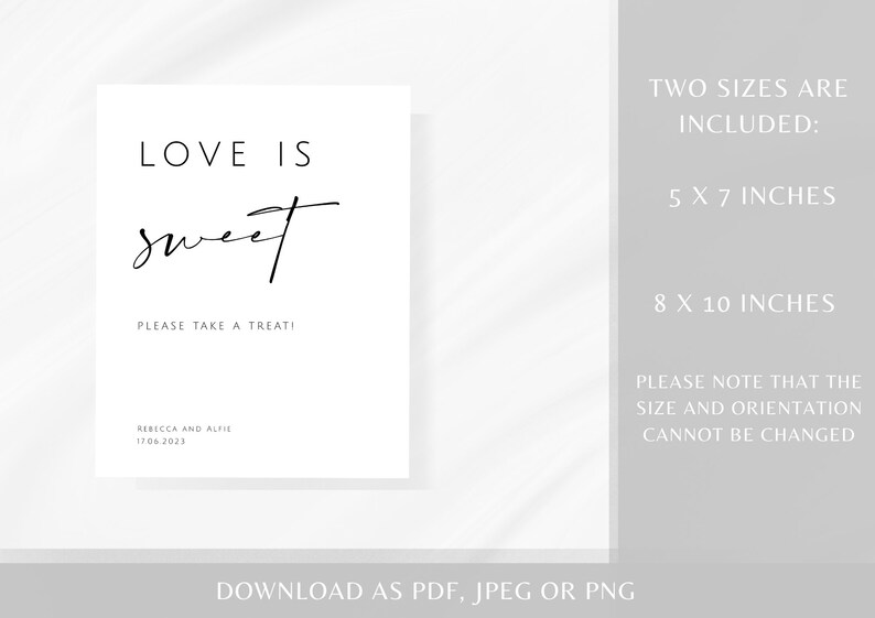 Love is Sweet Sign Template, Sweet Cart Sign, 5x7 & 8x10 Printable ...