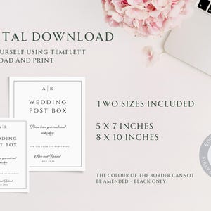 Elegant Wedding Post Box Sign Template: Monogram Printable (digital ...
