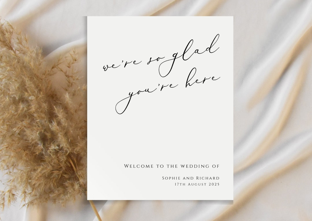 We're so Glad You're Here Welcome Sign Wedding - Etsy