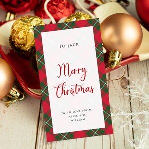 Christmas Tartan Gift Tag Template, Printable Red and Green Party Tags ...