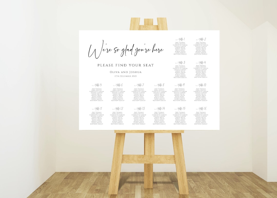 Wedding Table Plan Sign Template, Modern Landscape Seating Chart ...