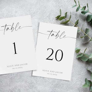 Wedding Table Numbers Printable Template, Editable Black & White Table ...