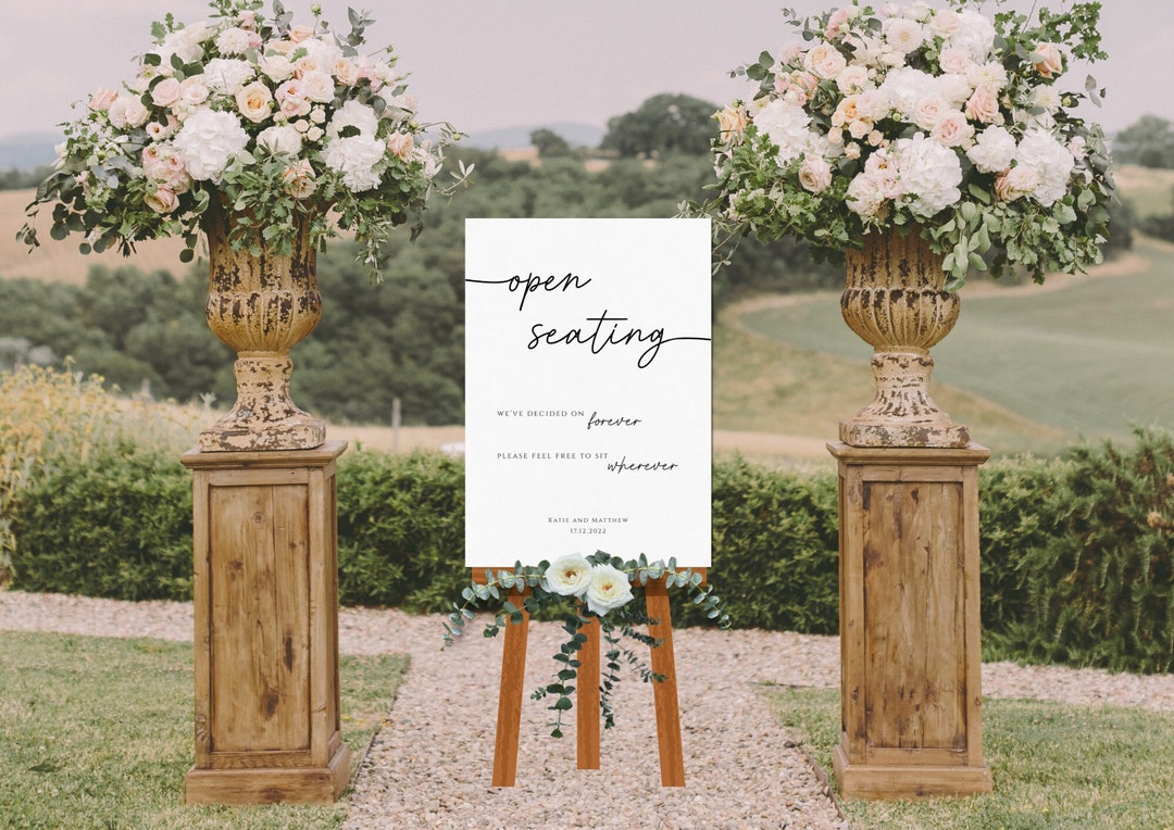 Wedding Open Seating Sign Template, Diy Wedding Welcome Sign, We've ...