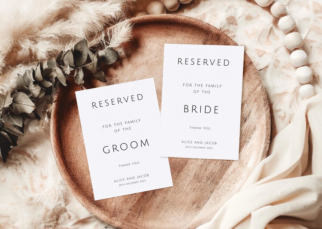 Modern Wedding Reserved Printable Template, Editable Reserved Sign ...