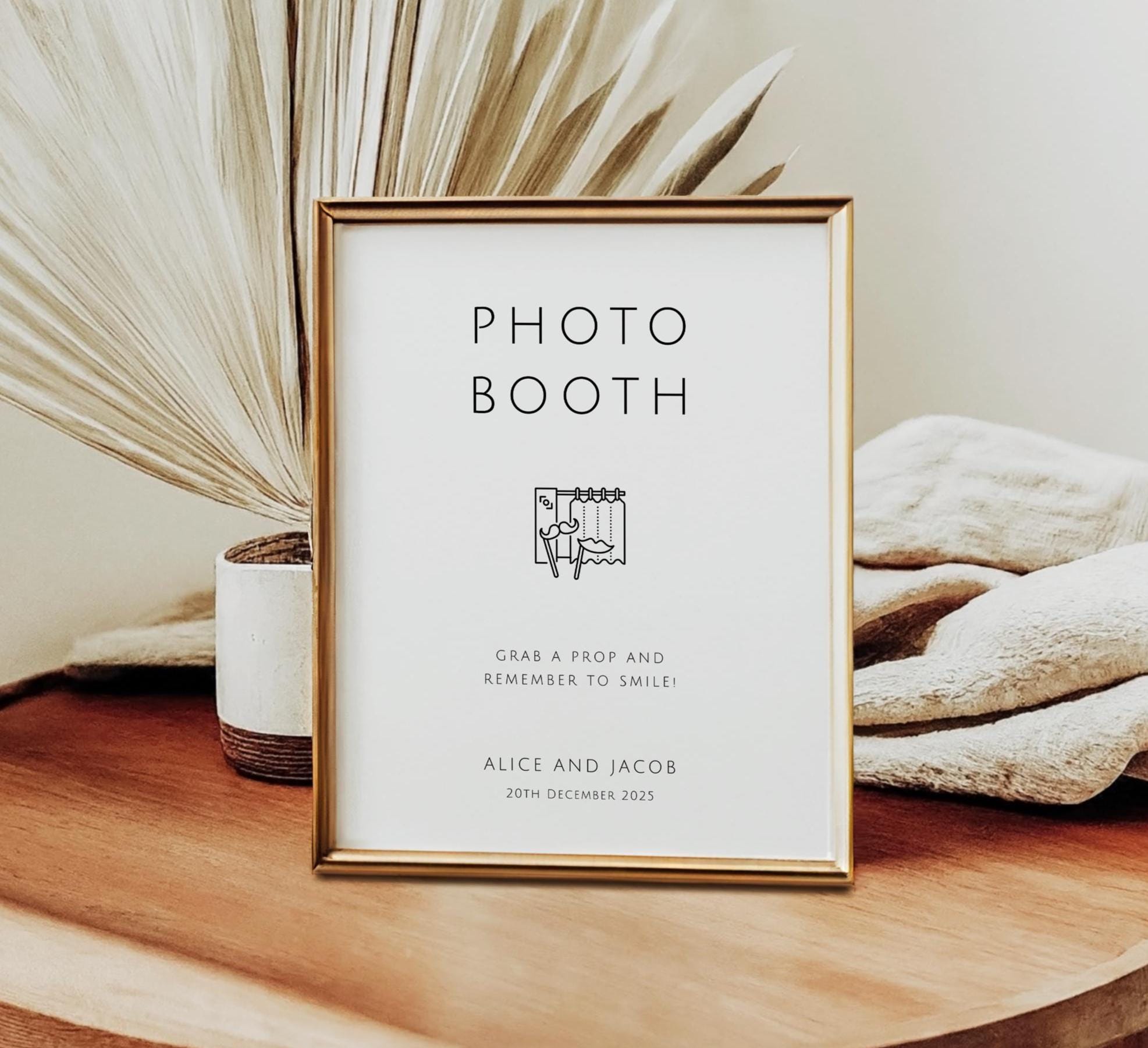 Modern Wedding Photo Booth Sign Template: Simple DIY Printable (digital ...