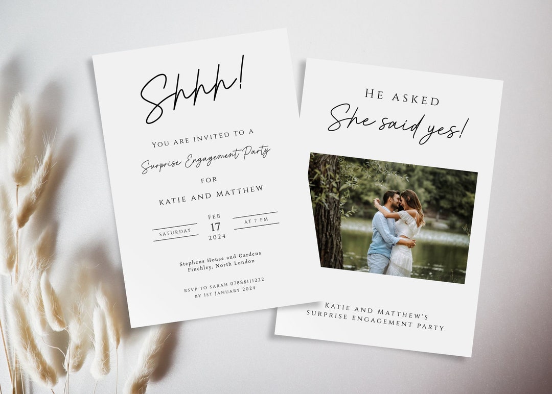 Surprise Engagement Invitation Template, Modern Engagement Party Invite ...