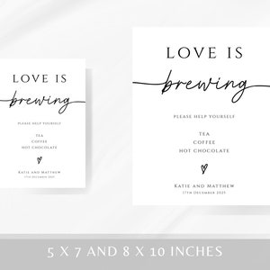 Love is Brewing Sign Template, Wedding Hot Drinks Bar Printable Sign ...