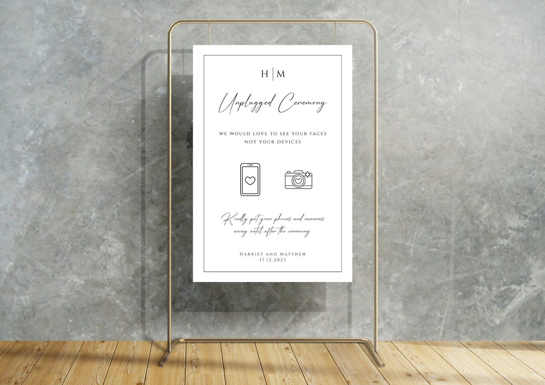 Unplugged Ceremony Sign Template, Monogram Wedding Welcome Sign ...