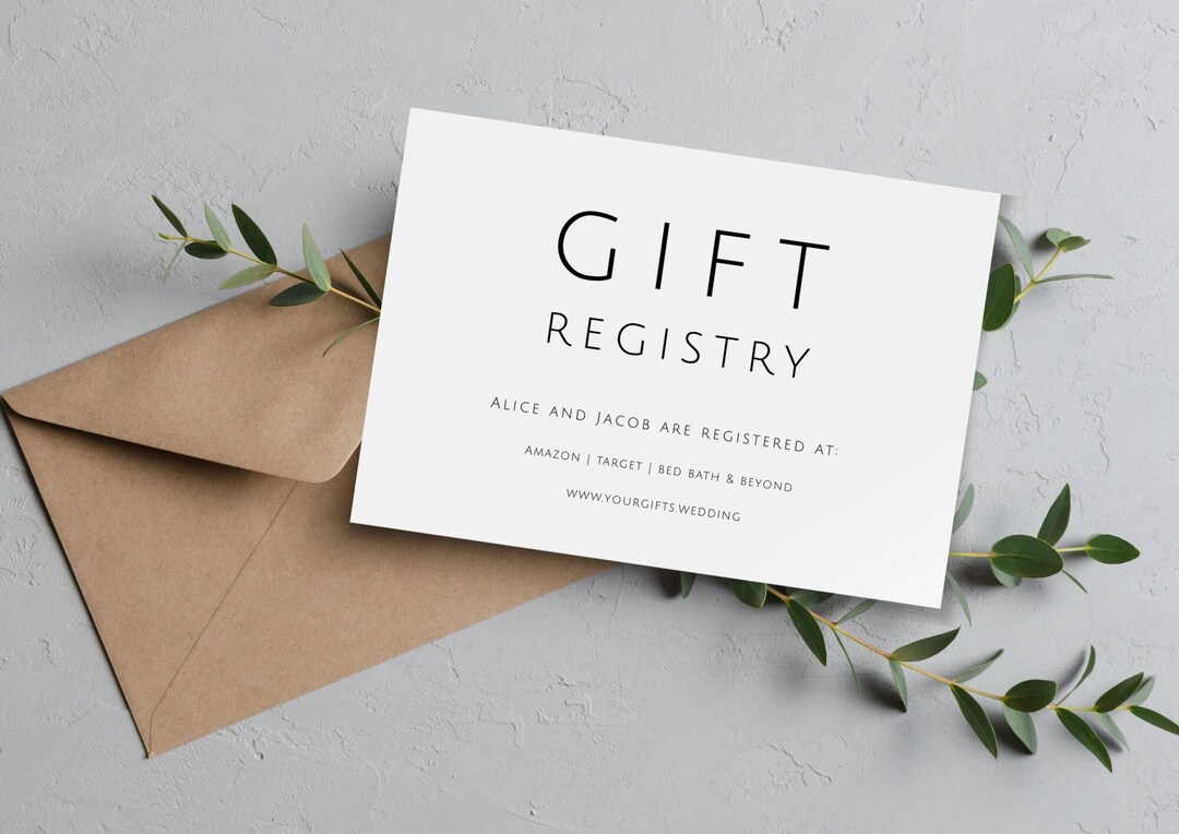 Gift Registry Card Printable Template, Minimalist Wedding Registry ...