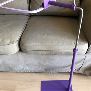 Metal Needlework Floor Stand, Purple Color Stainless Steel Workstand With Side Clamp Head ...