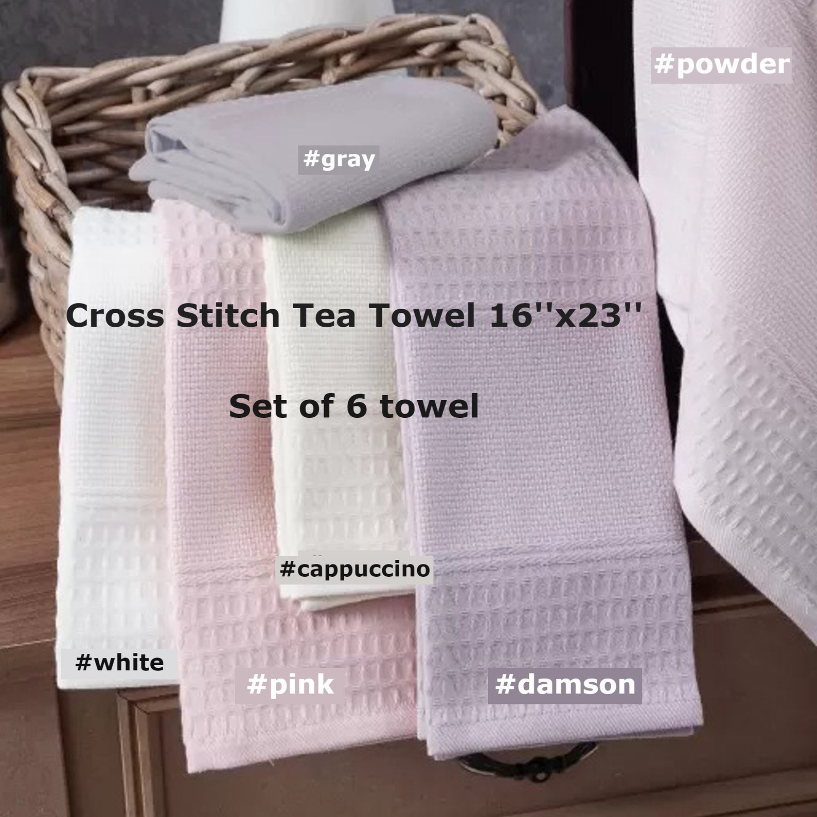 Cross Stitch Tea Towel Multiple Colors Set of 6 Cross Stitch - Etsy