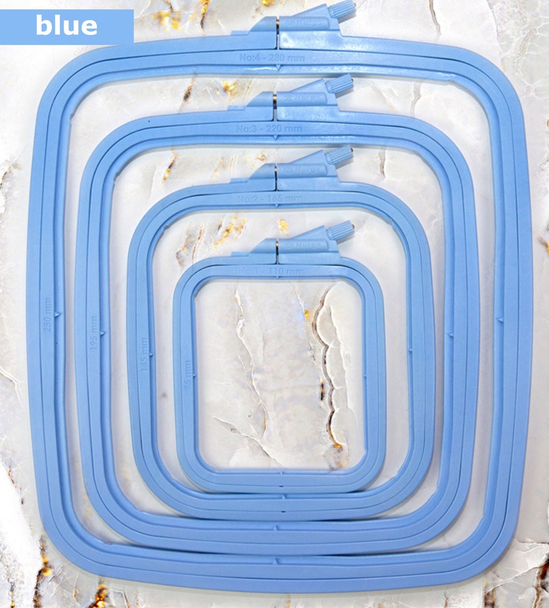 Nurge Blue Plastic Square Embroidery Hoop, Cross Stitch Frame, Made in ...