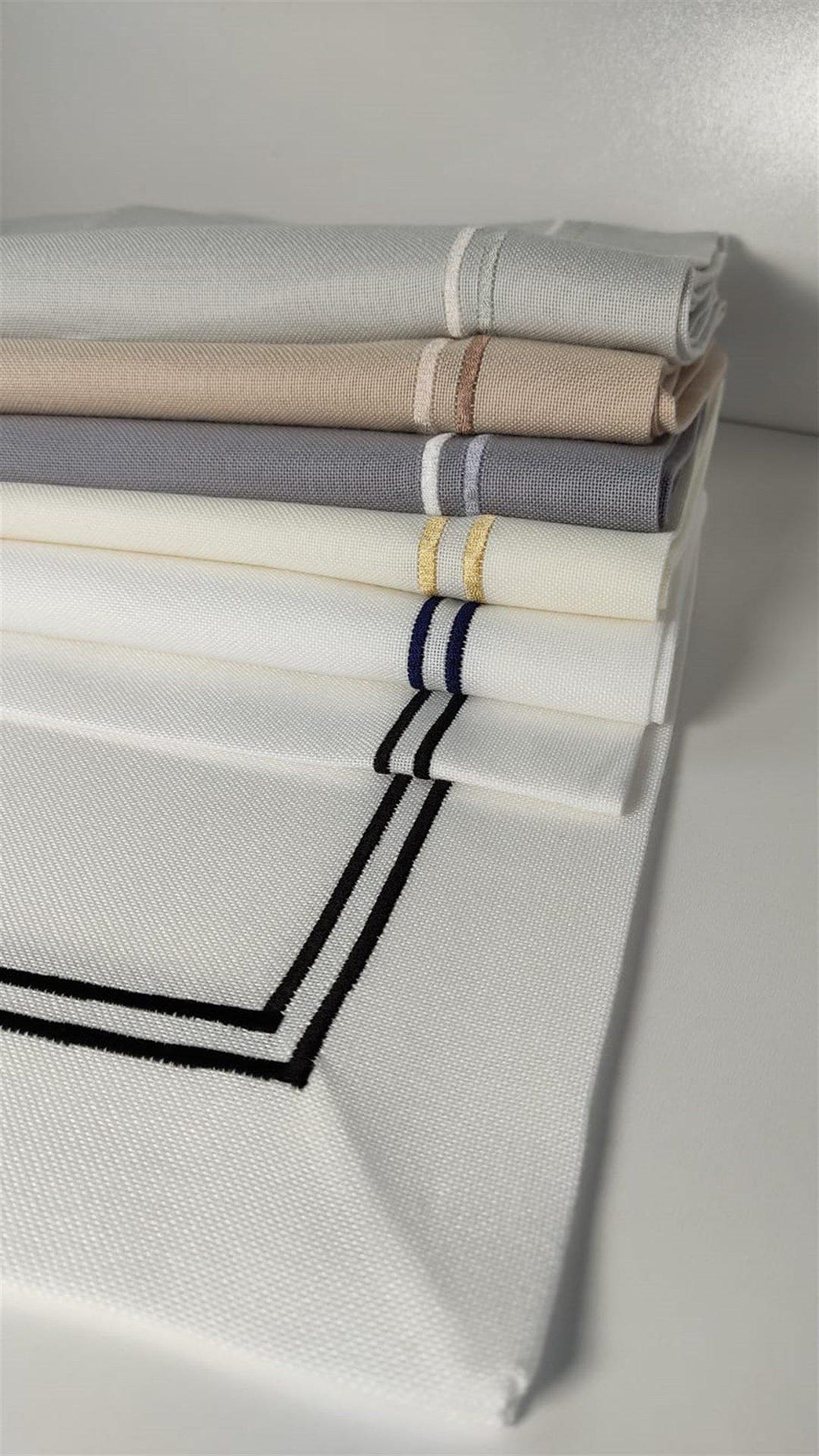 Embroidered Cotton Table Linen Set for 12 | Frame Border Design - Etsy