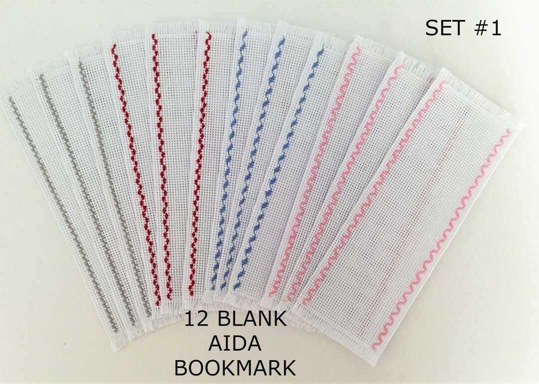12 Blank Aida 14 Ct Cross Stitch Bookmark,set 1, Bookmarks to Cross ...