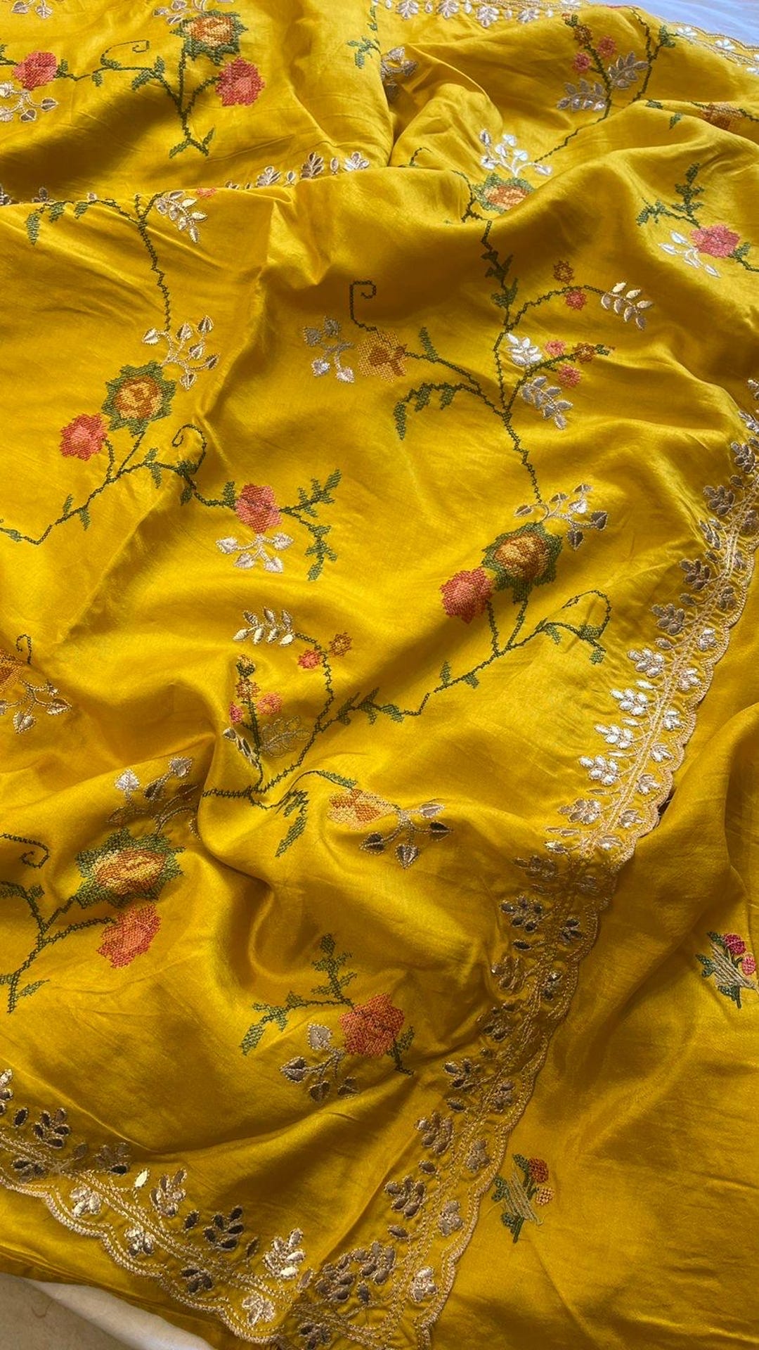 Pure Munga Silk Saree With Multi Embroidery Work With Fancy Cutwork ...