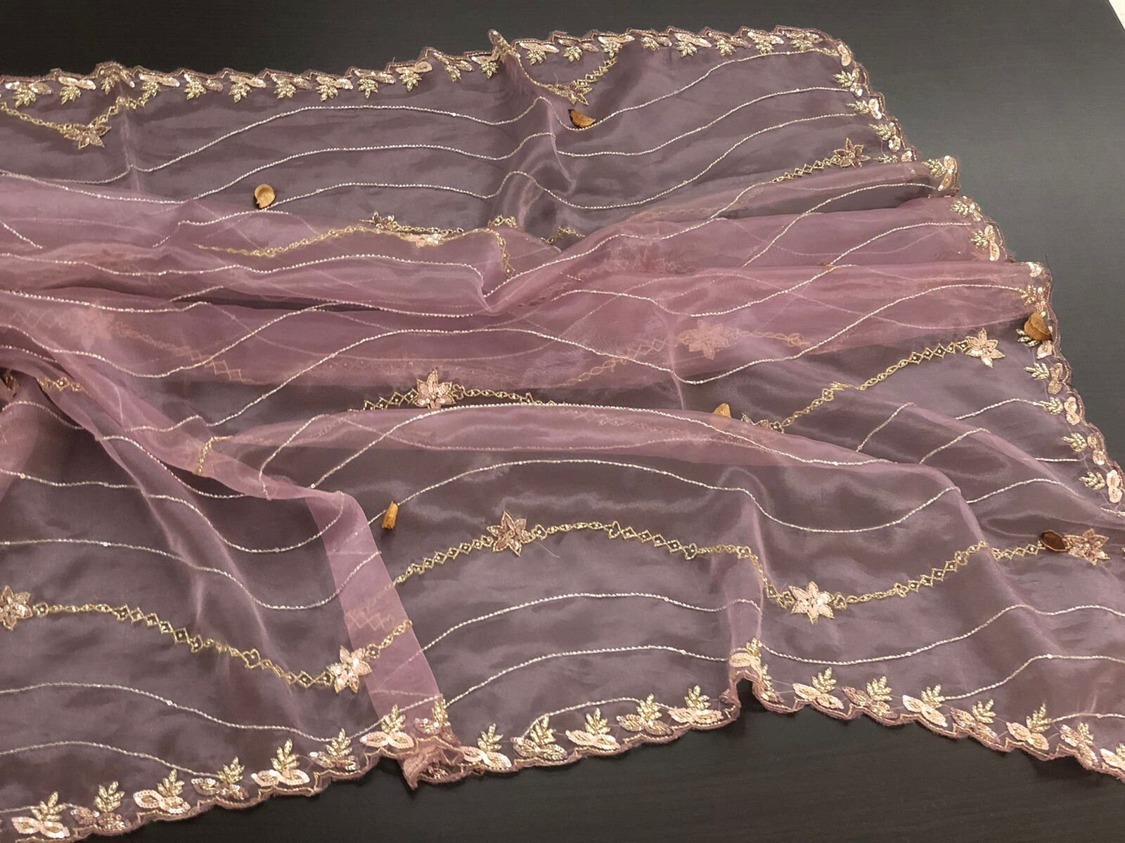 Pure Tissue Organza Saree With Hand Detailing Work - Etsy