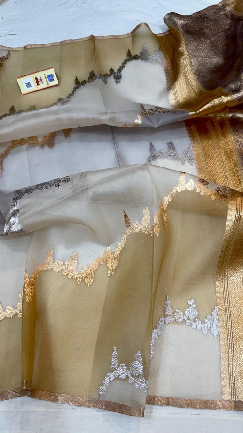 Pure Rangkat Kora Handloom Silk Saree With Beautiful Aari Design - Etsy