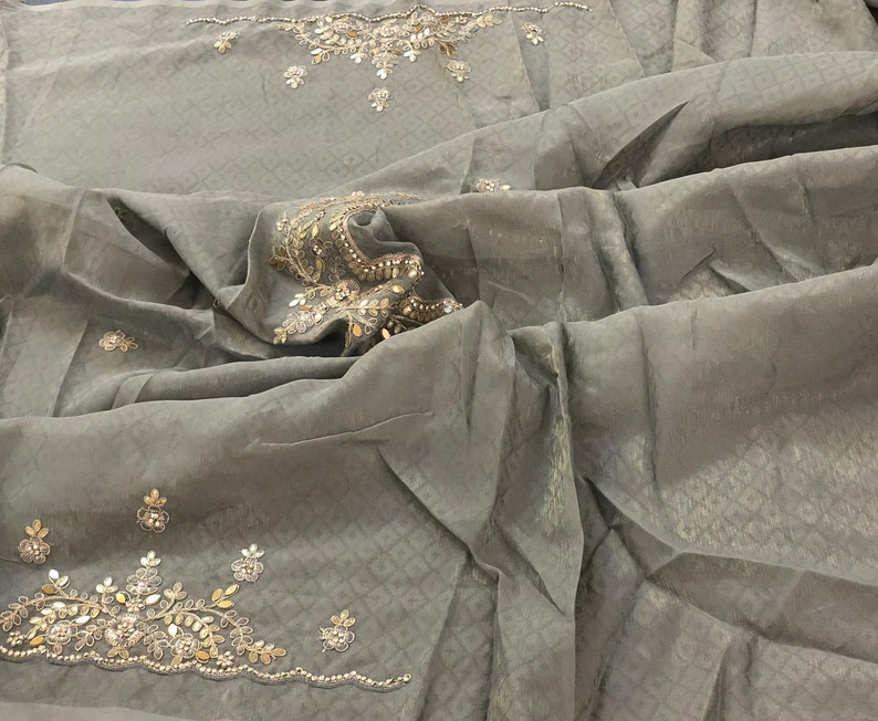 Cocktail Delight Pure Silk Saree With Mirror Resham and Ad Intricate ...