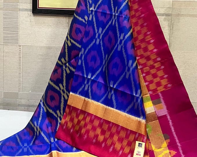 Pure Ikkat Pochampally Handloom Silk Saree With Handloom Weaving - Etsy