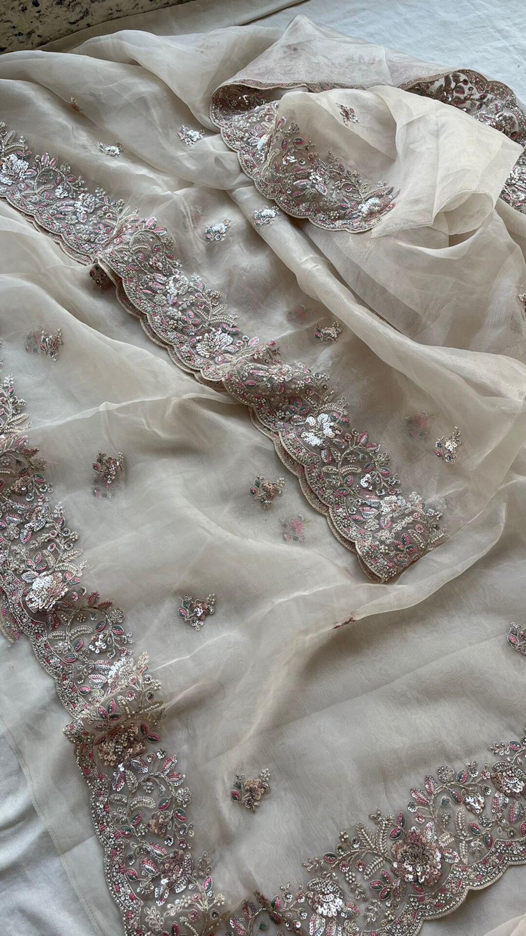 Pure Tissue Saree With Fancy Coding Work With Multi Sequence Work - Etsy