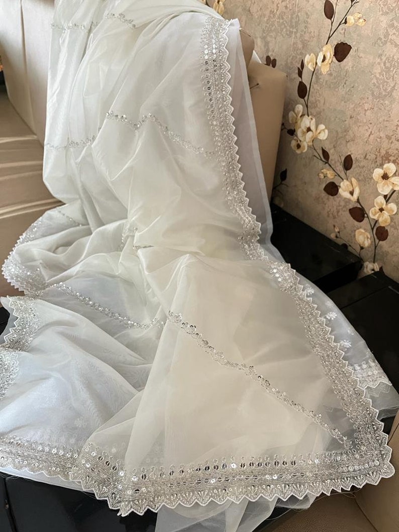 Party Perfectbeautiful Organza Saree With Cutdana Work.. - Etsy