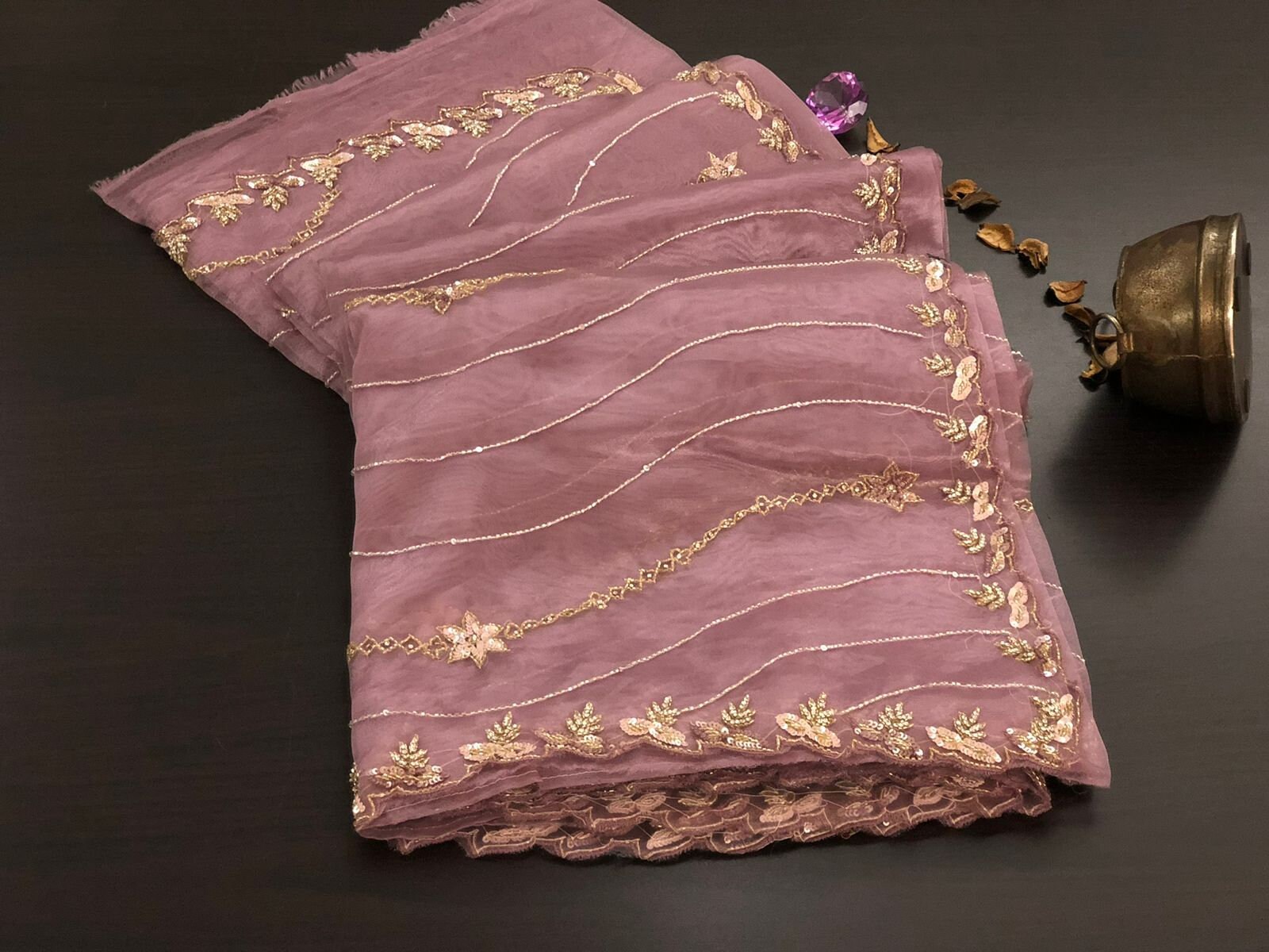 Pure Tissue Organza Saree With Hand Detailing Work - Etsy