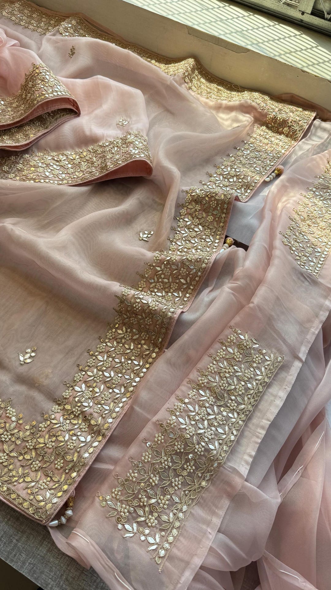 Pure Soft Tissue Saree With Zardozi Pearl and Gottapatti Work - Etsy