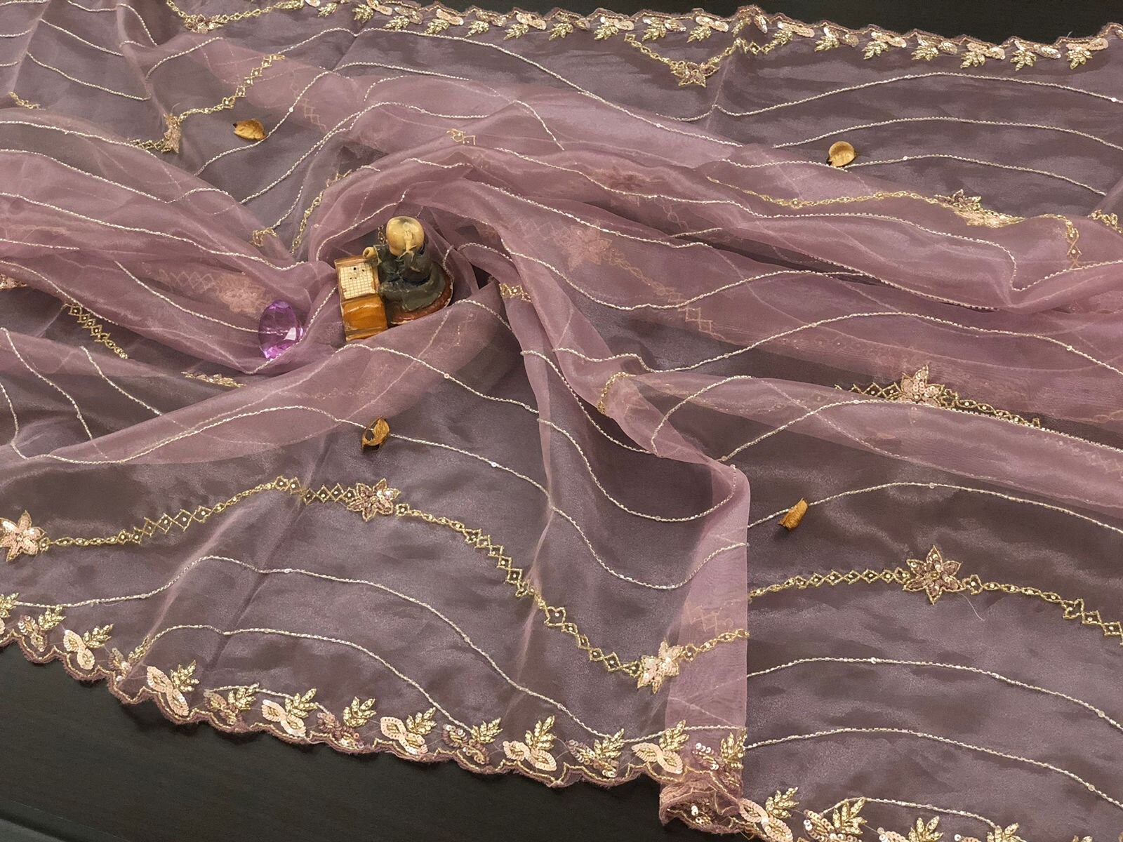 Pure Tissue Organza Saree With Hand Detailing Work - Etsy