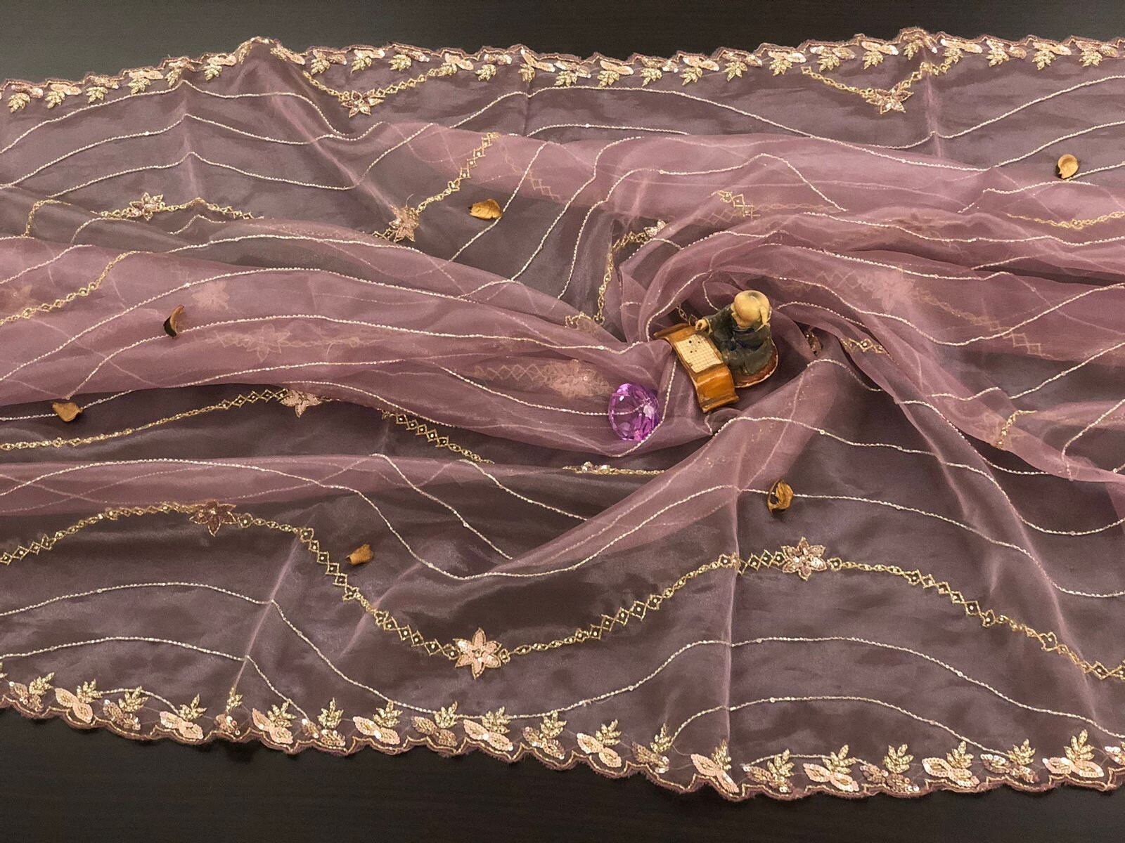 Pure Tissue Organza Saree With Hand Detailing Work - Etsy