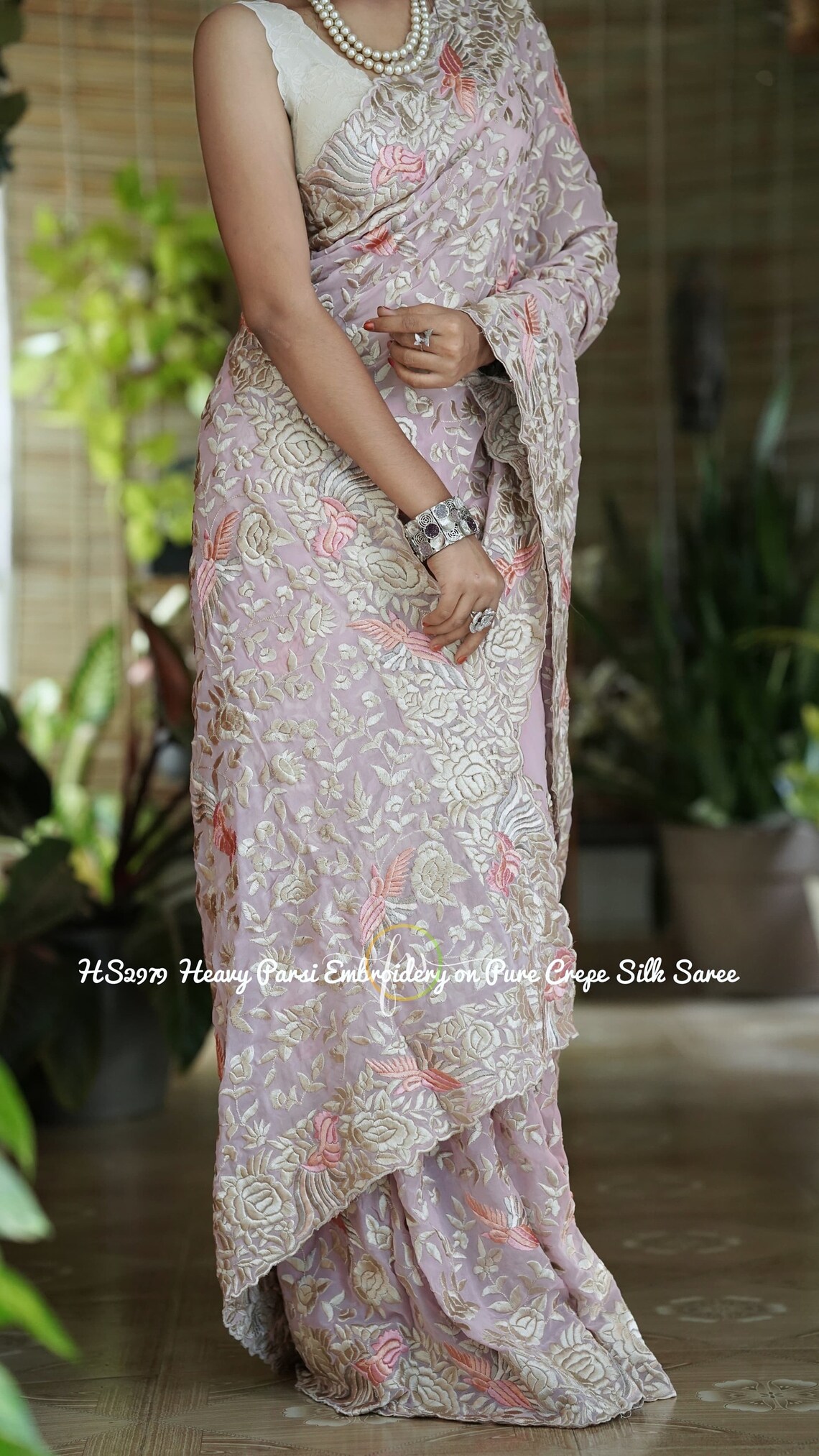 Beautiful Parsi Work on Pure Georgette - Etsy