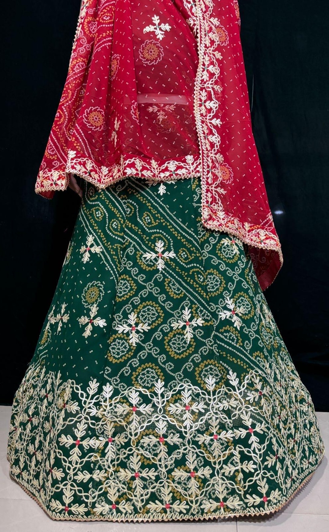 Beautiful Chunari Bandhej Lehenga on Georgette Fabric - Etsy