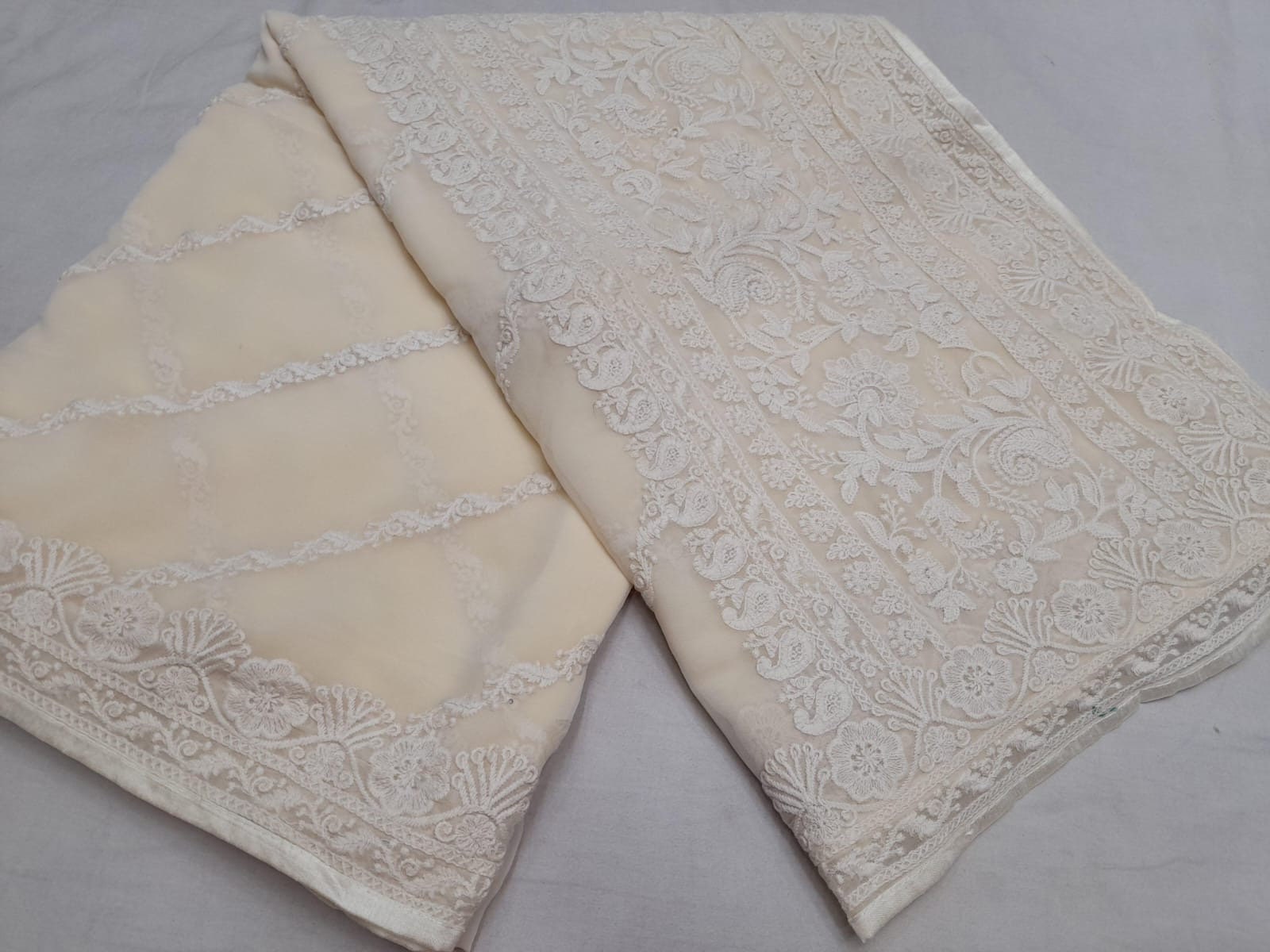 All Over Lucknowi Chikankari Work on Georgette. - Etsy